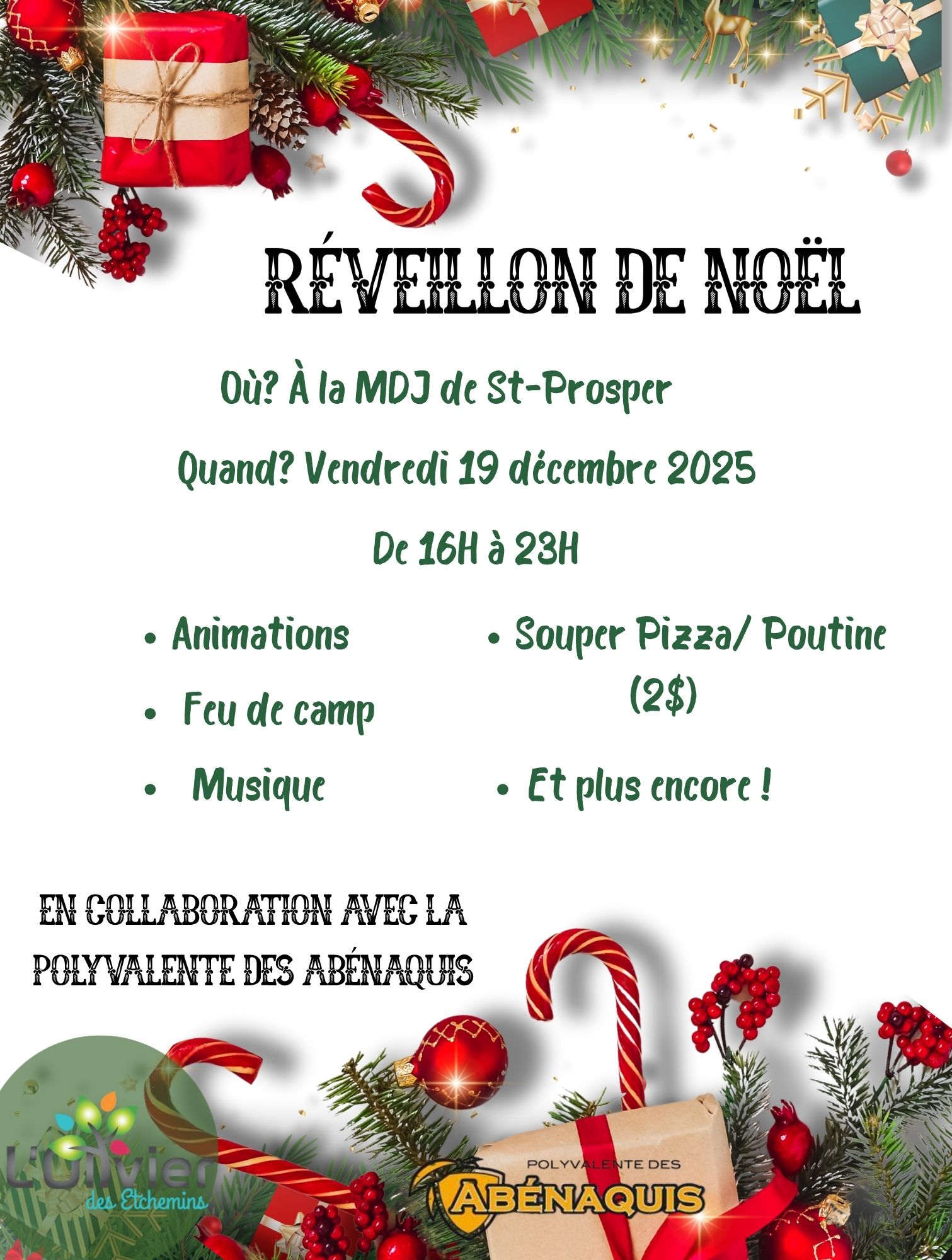 Réveillon de Noël de la MDJ – Etchemins en direct